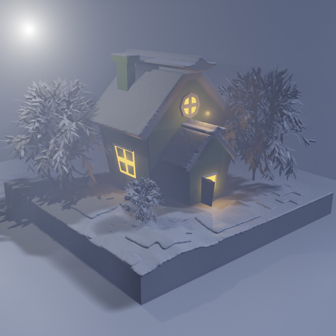 ArtStation - A Snow winter House