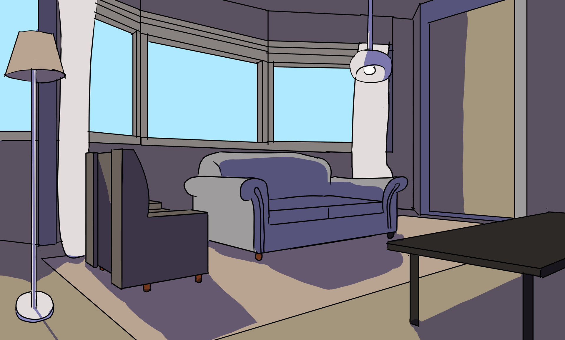 ArtStation - Gloomy Living room