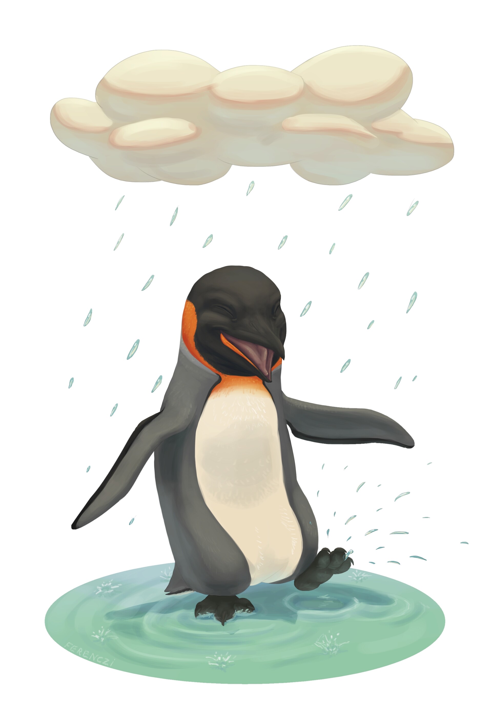 ArtStation - Penguin in the rain