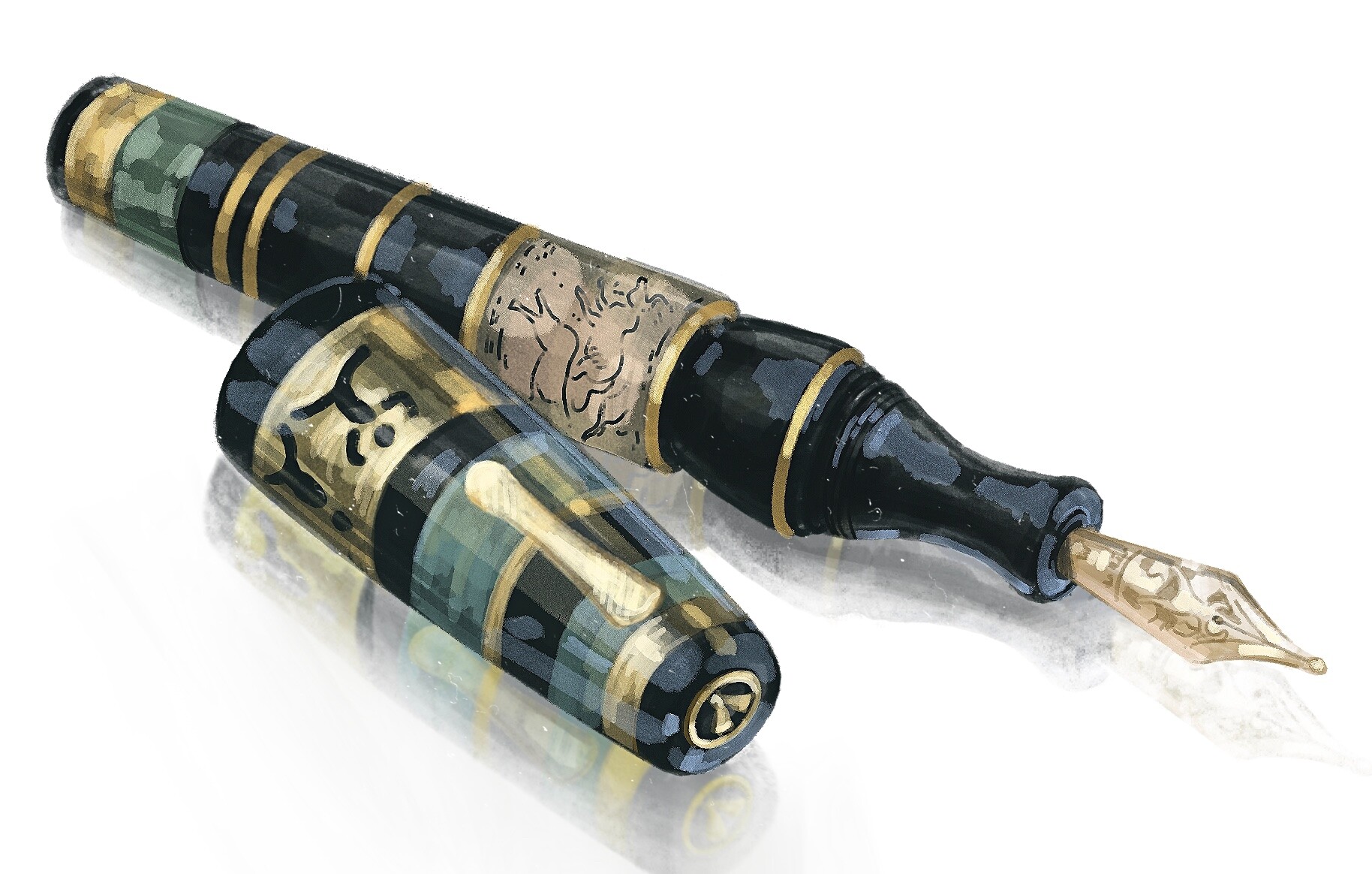 ArtStation - Really quick sketch of a fountain pen for homework