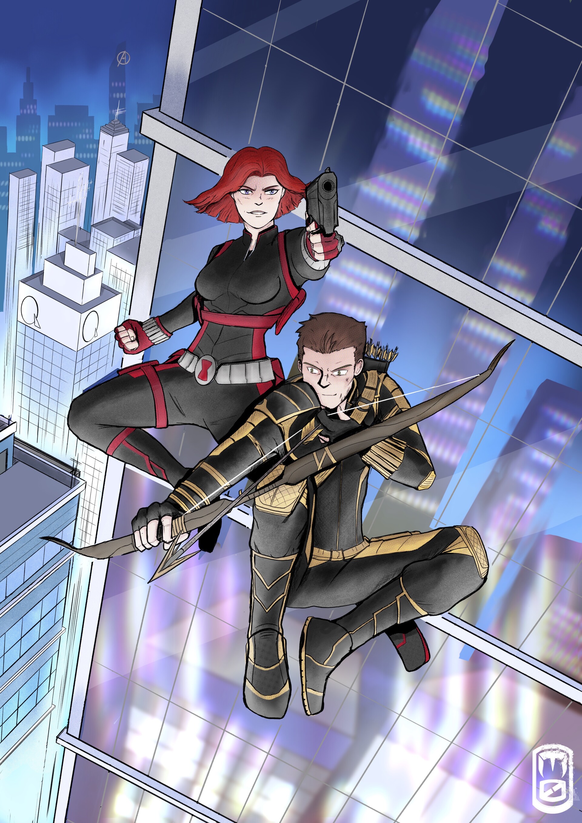 ArtStation - Hawkeye and Black Widow Commission