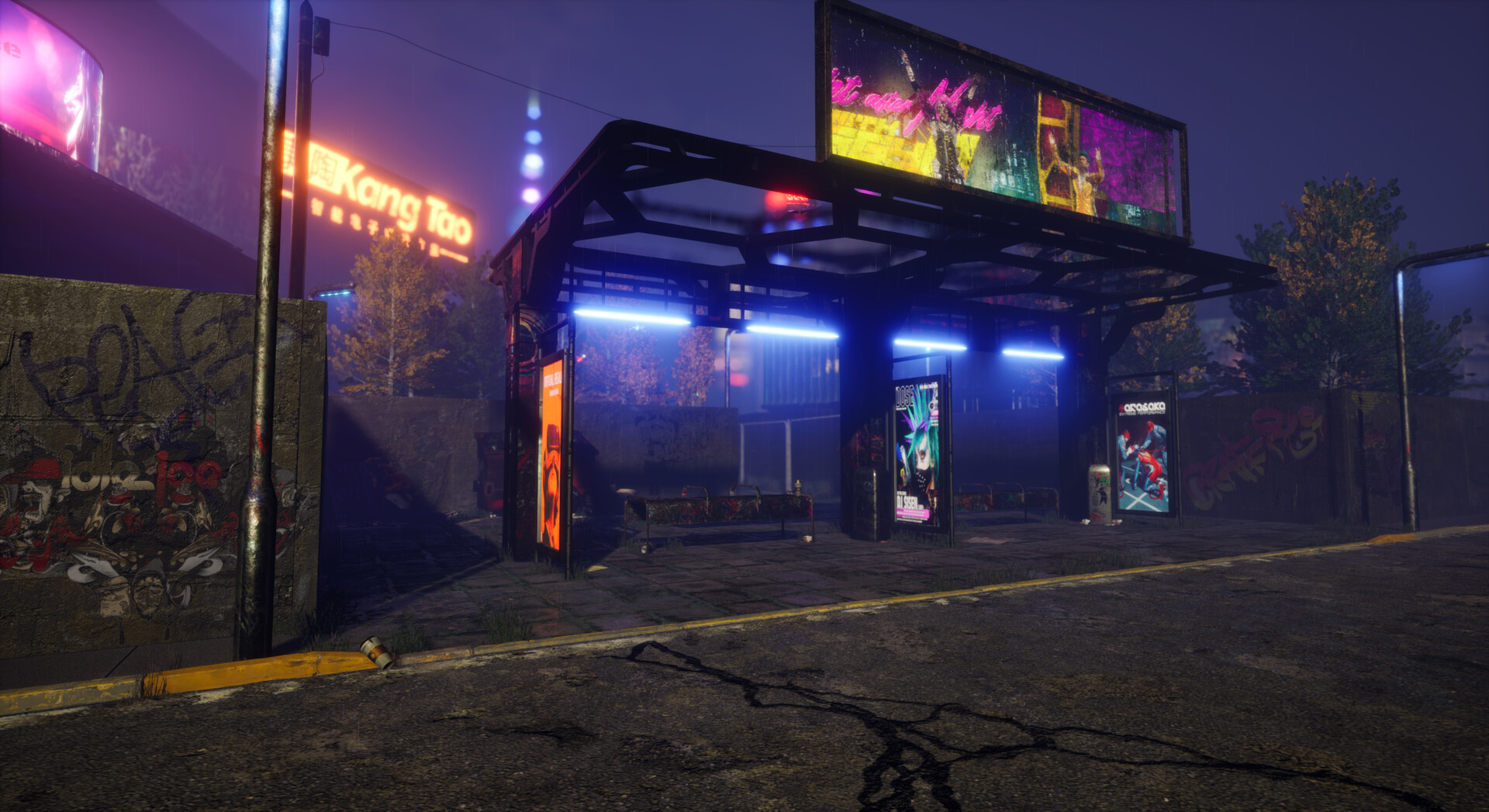 ArtStation - Cyberpunk Bus Stop