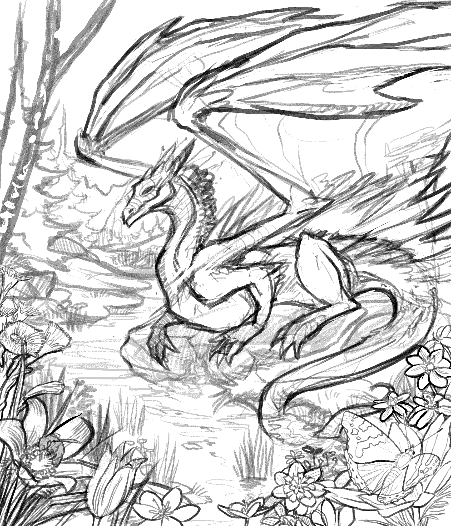 spring coloring pages detailed dragons