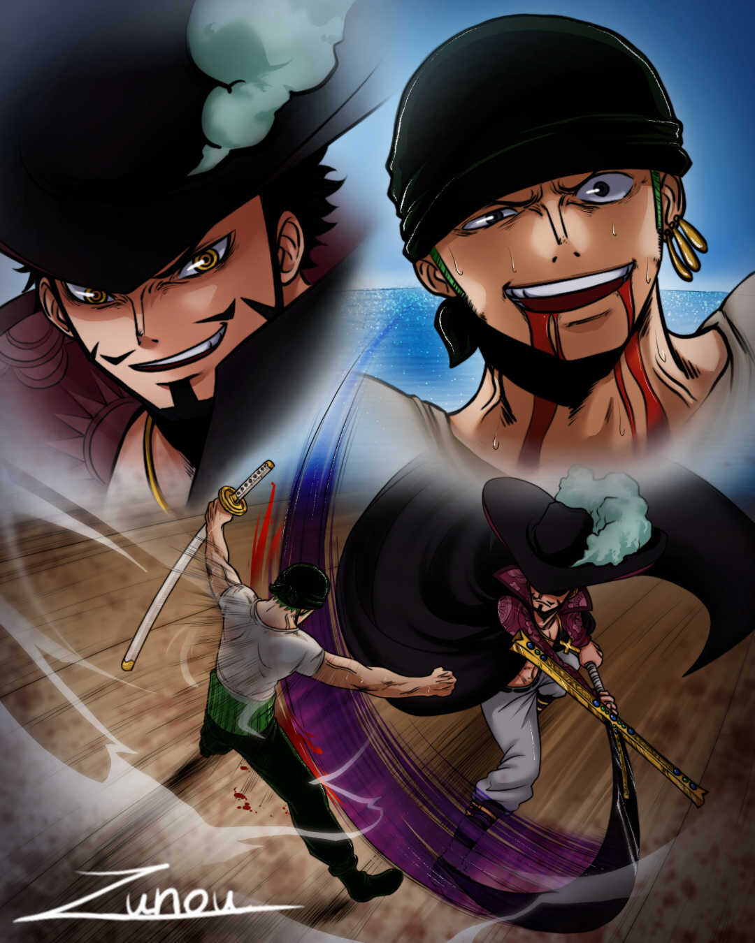 One Piece Zoro Vs Mihawk
