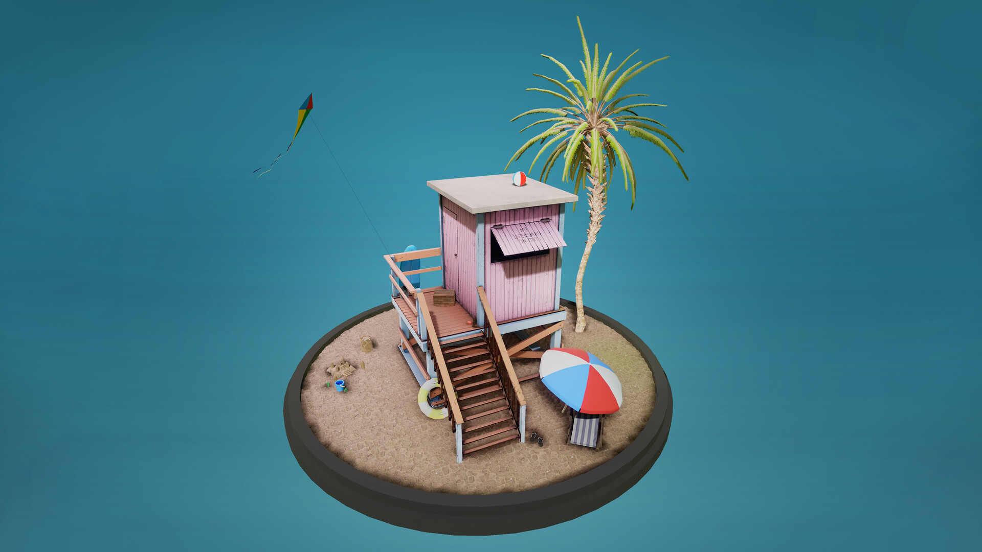 ArtStation - LIfeguard Tower Diorama