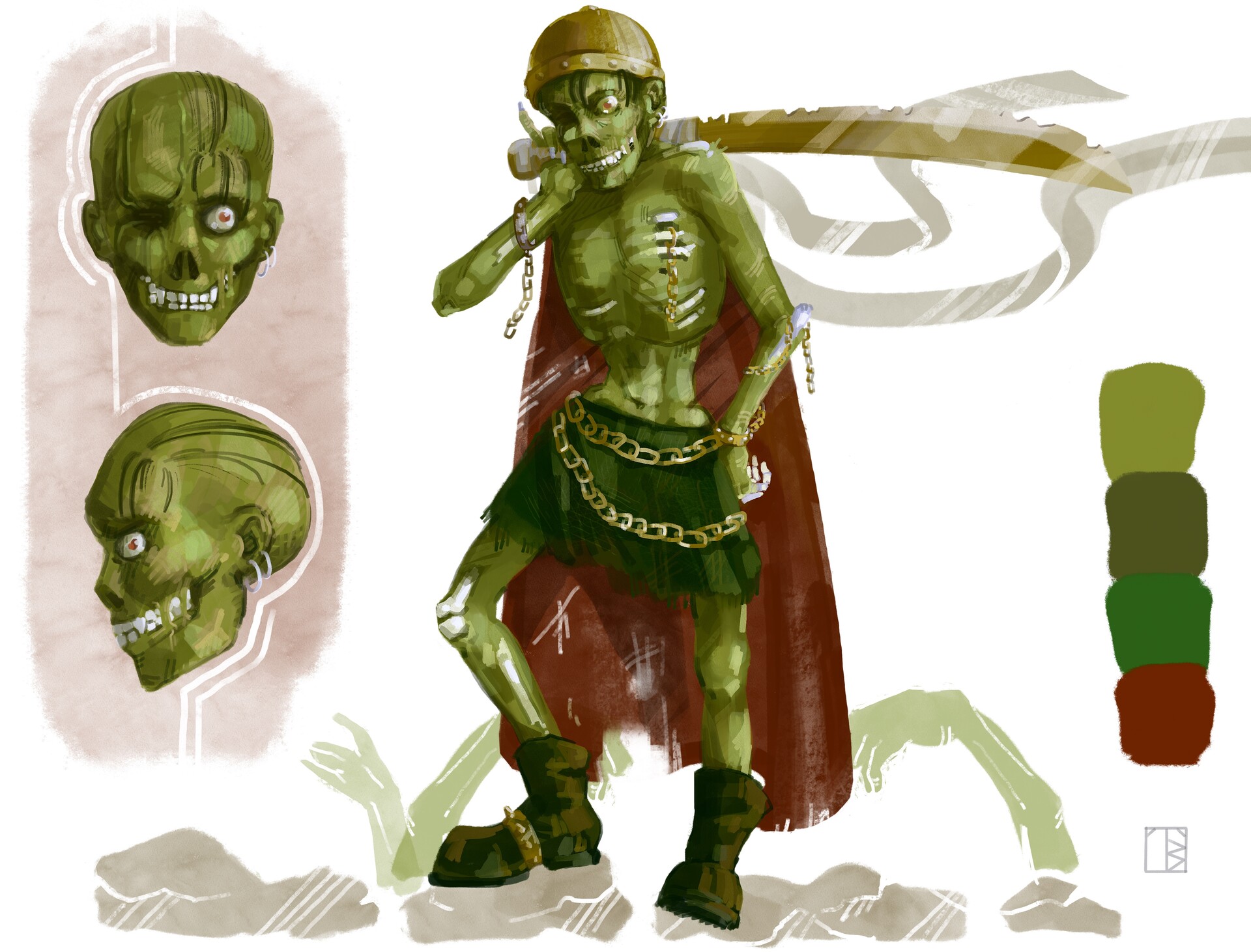 ArtStation - sketch of undead warrior character for game project (part 1)