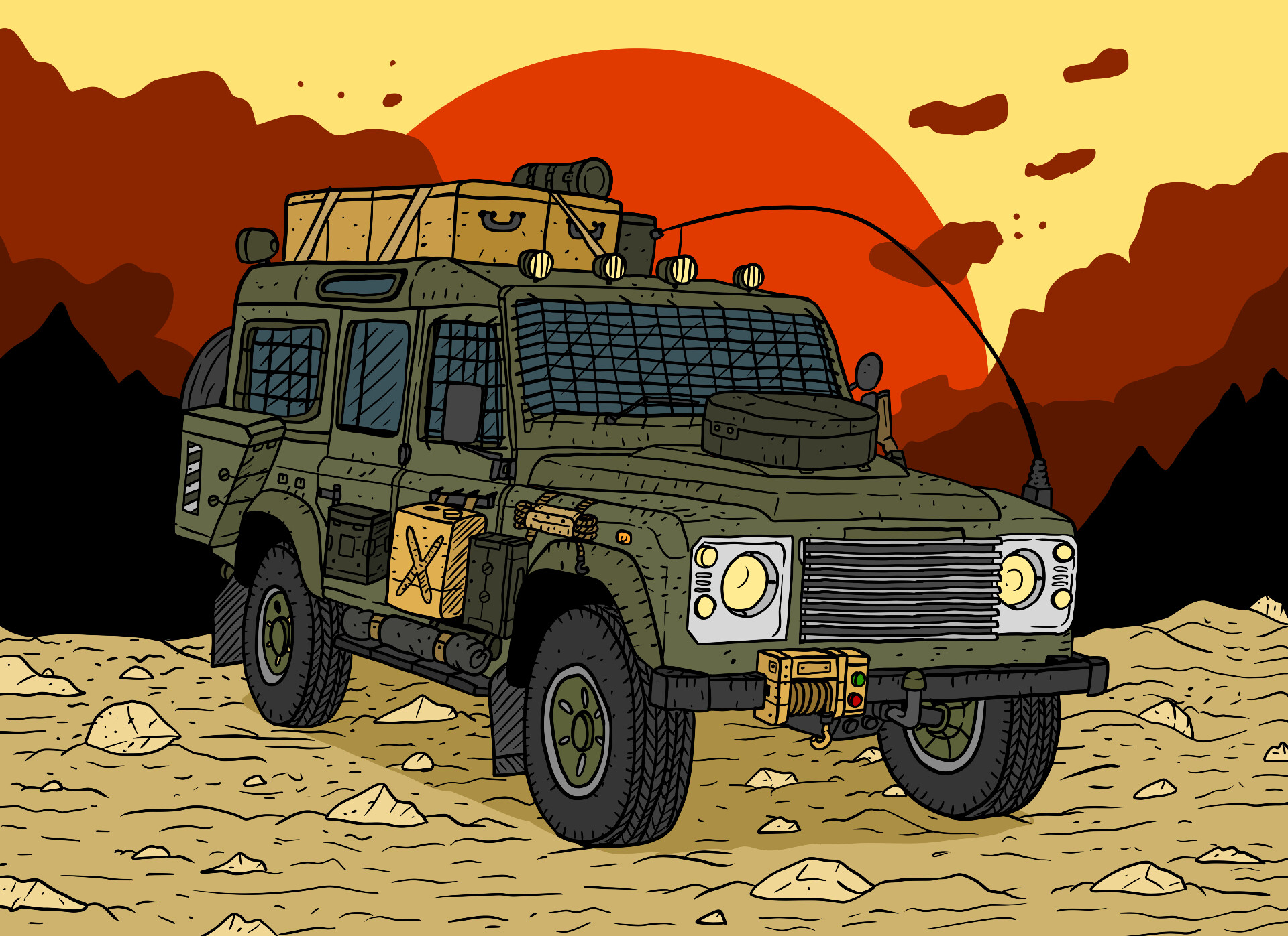 ArtStation - land rover in the desert.