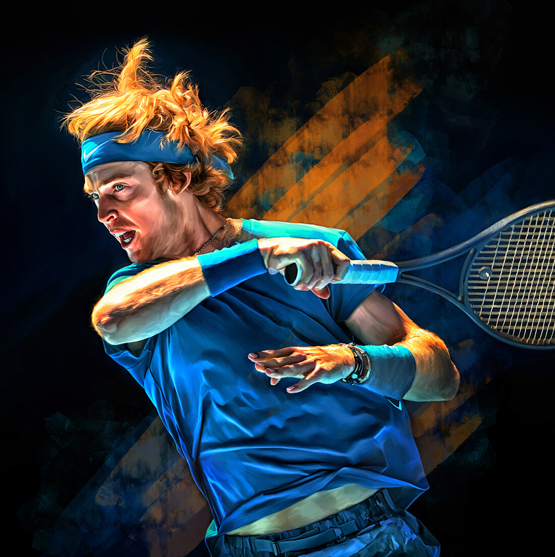 Sam Brannan - Andrey Rublev at Australian Open 2021. Digital artwork ...