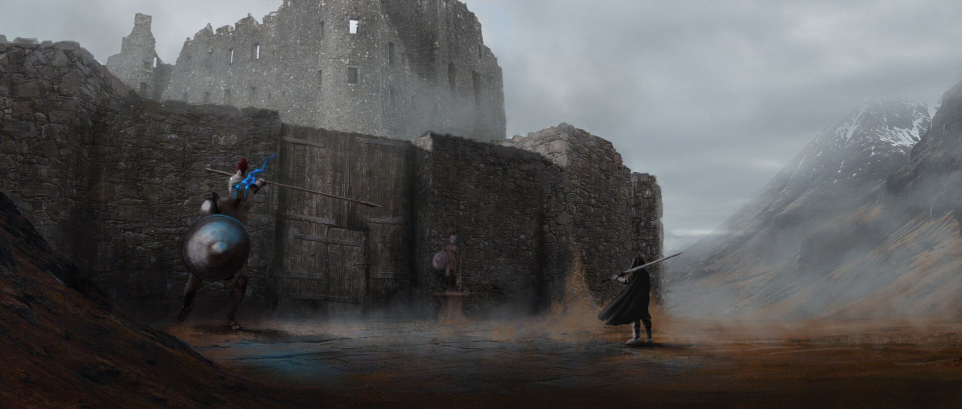 ArtStation - The gate with giant spartans