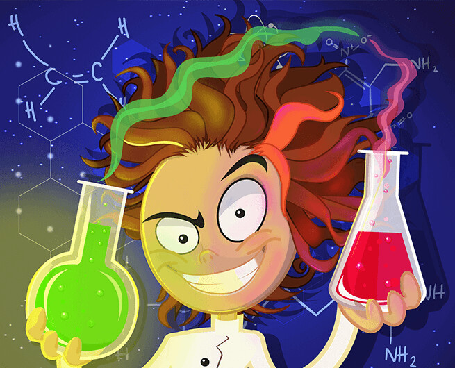 evil scientist woman cartoon