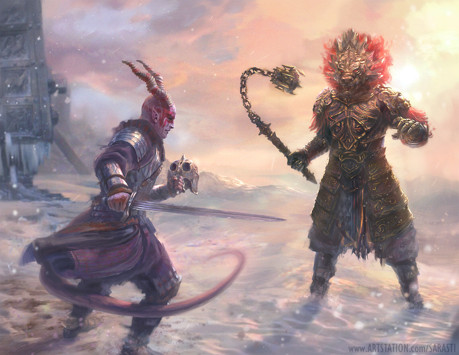 ArtStation - Snow fight (commission)