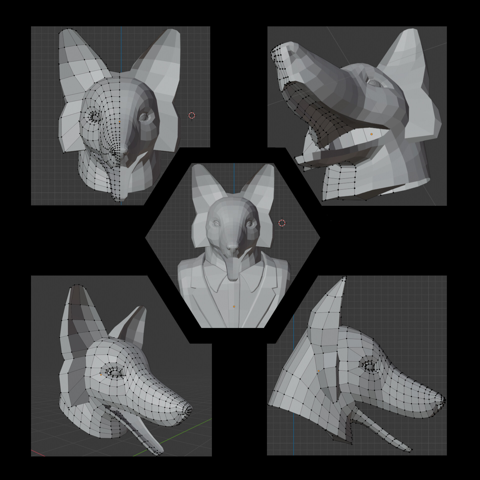 ArtStation - Blender - Organic modelling - "Fox bust"