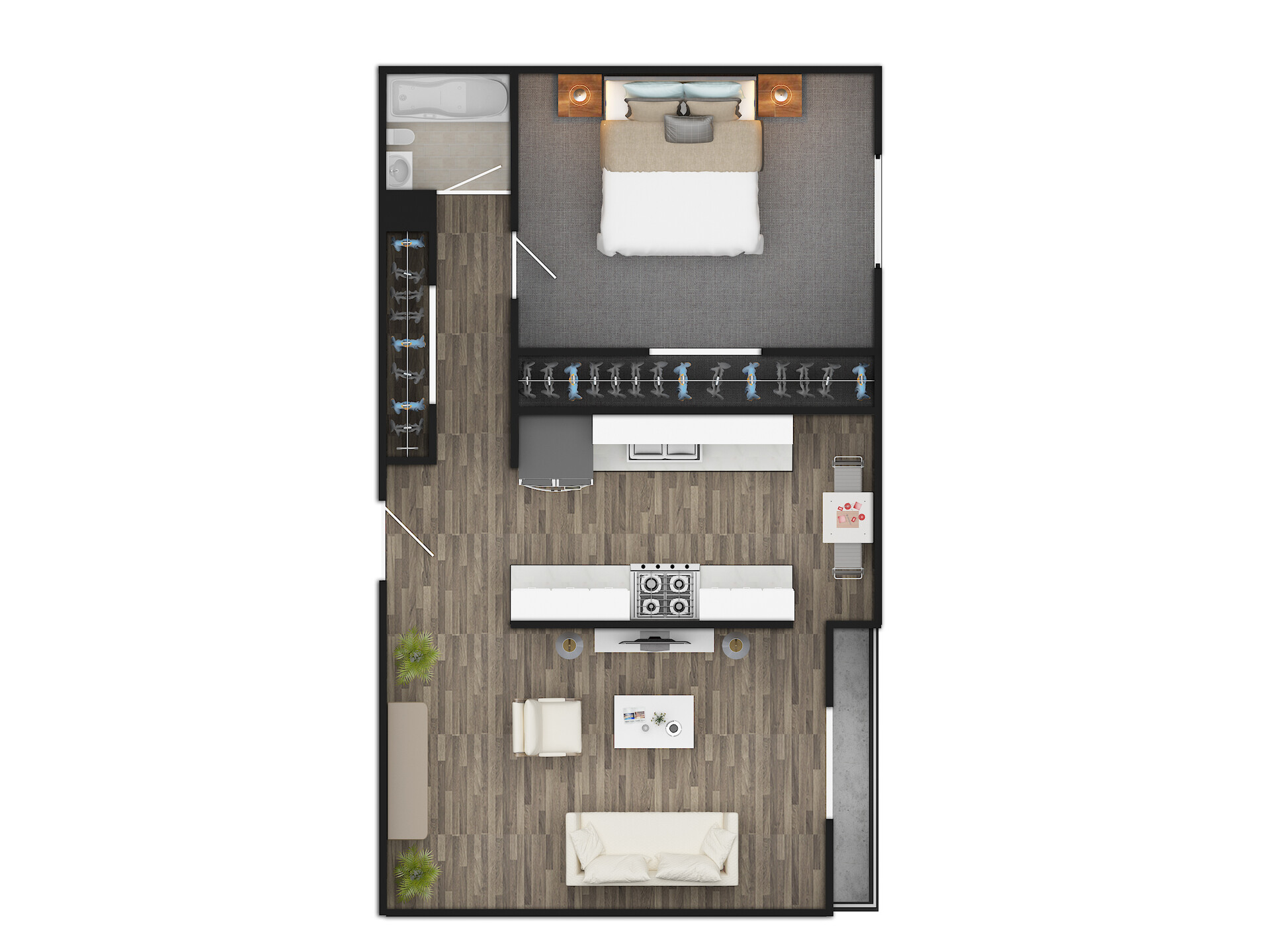 ArtStation - One and Two BHK Color Floor Plan Rendering in San Mateo ...