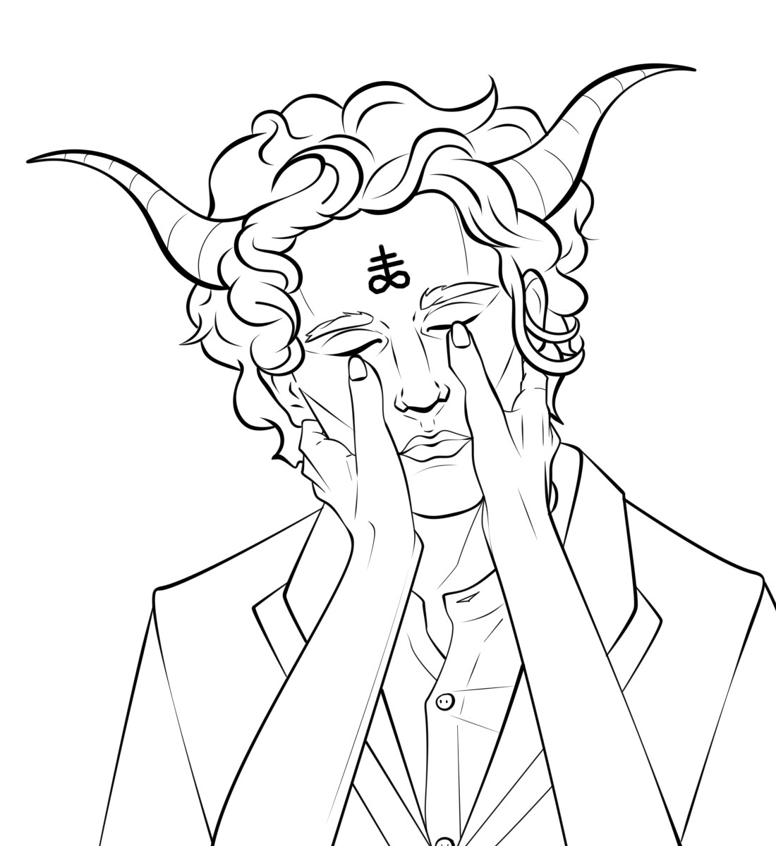 Sad Demon Girl Drawing