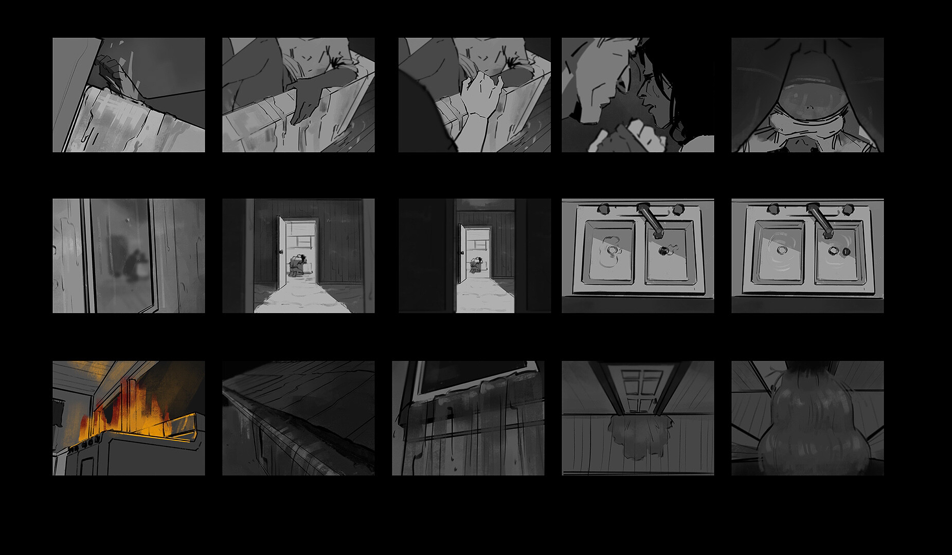 Elina Mushinskaya - Horror Short-Film Storyboards