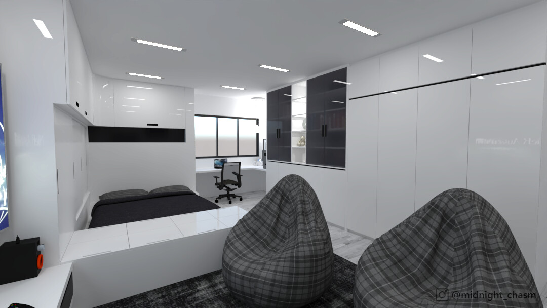 MidnightChasm - Black and White Bedroom