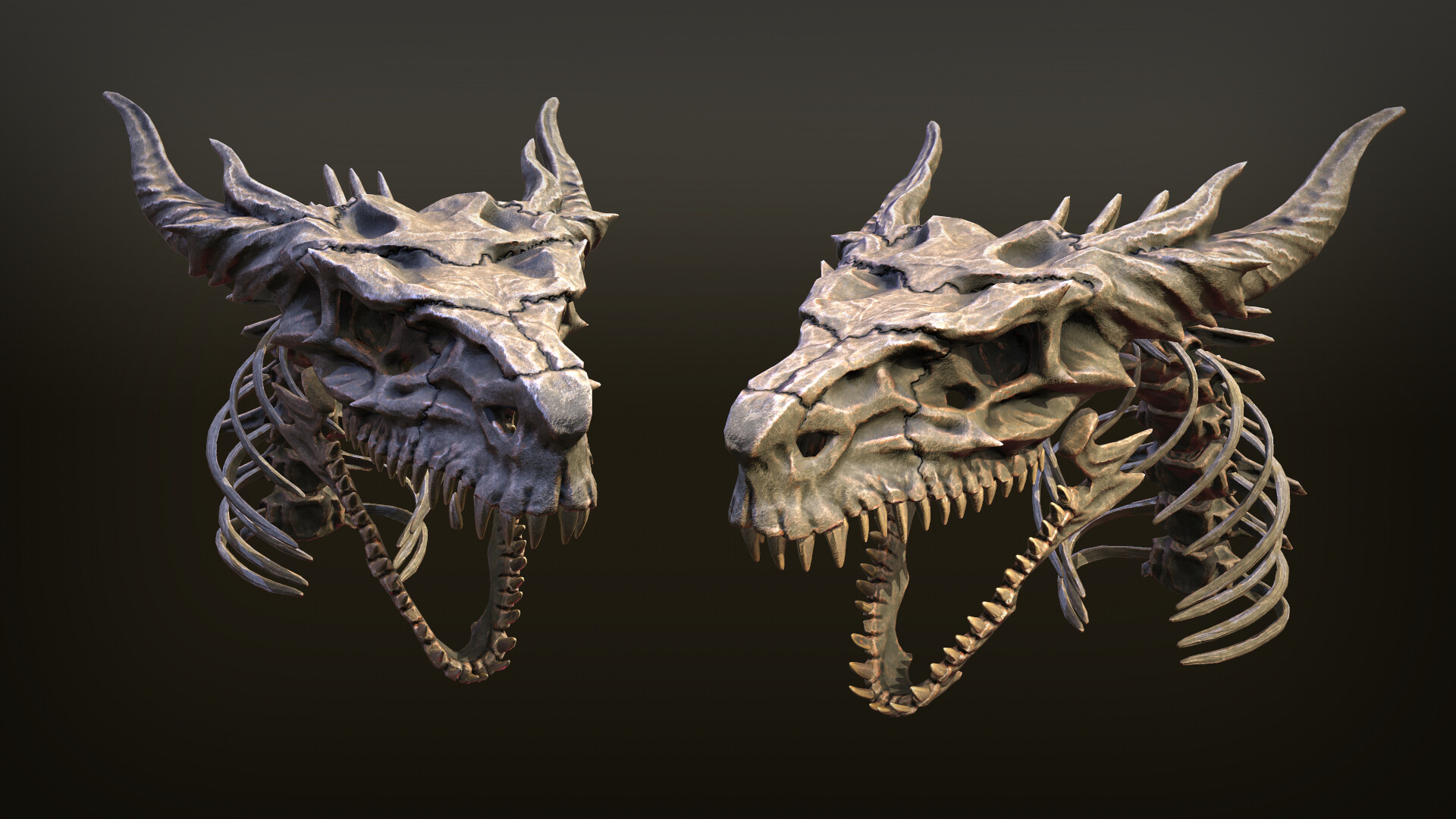 ArtStation - Dragon scull. Decoration for the game.
