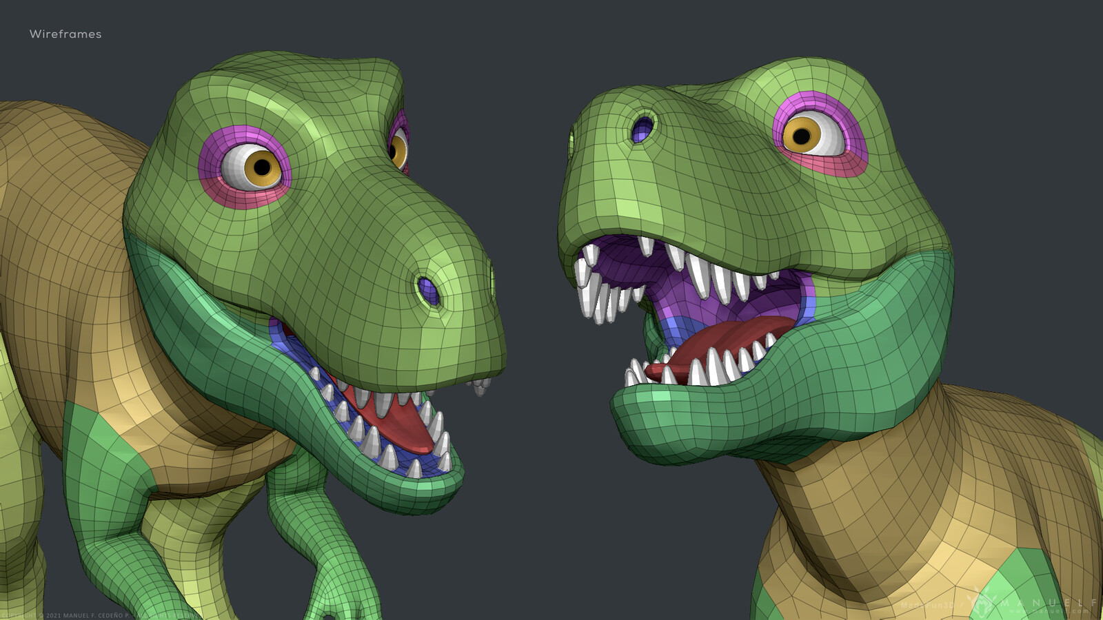 Manuel F. Cedeño - Stylized Cartoon T-rex Tyrannosaur Dinosaur