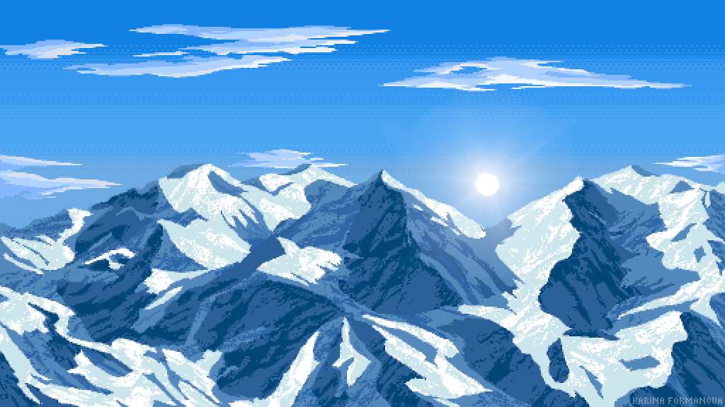 ArtStation - Mountains - pixel art