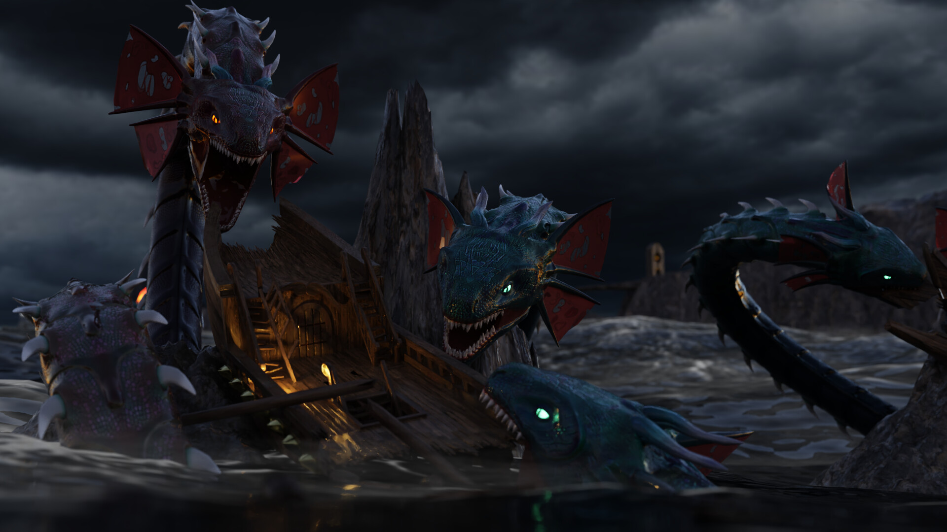 Michal Cavrnoch - Ancient Greece scene - Hydra attack