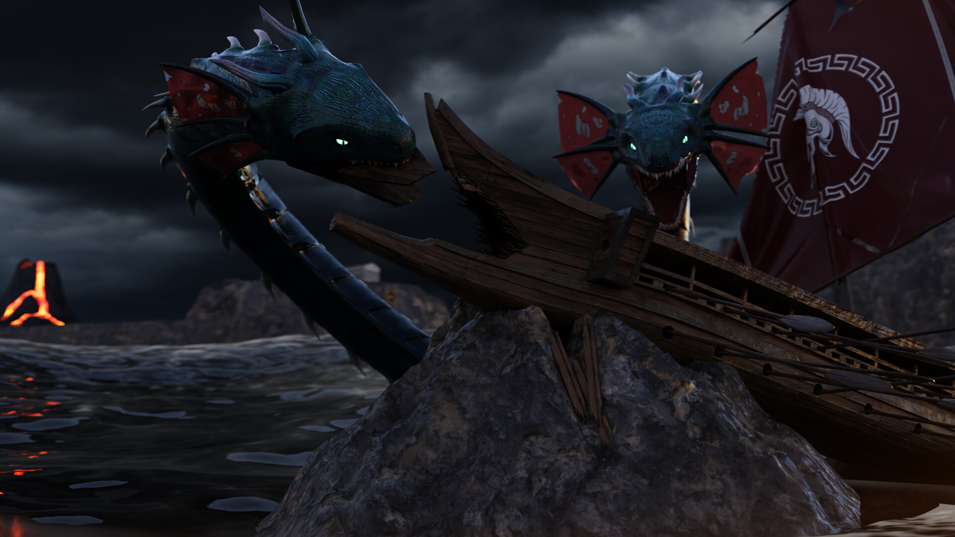 Michal Cavrnoch - Ancient Greece scene - Hydra attack