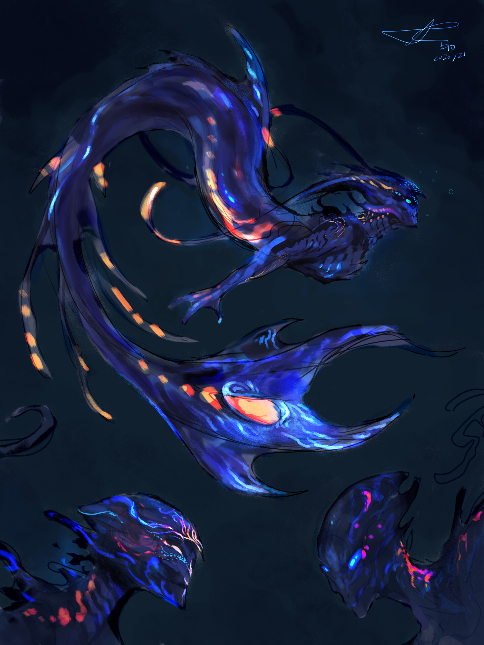 ArtStation - Alien mermaids - concept sketches