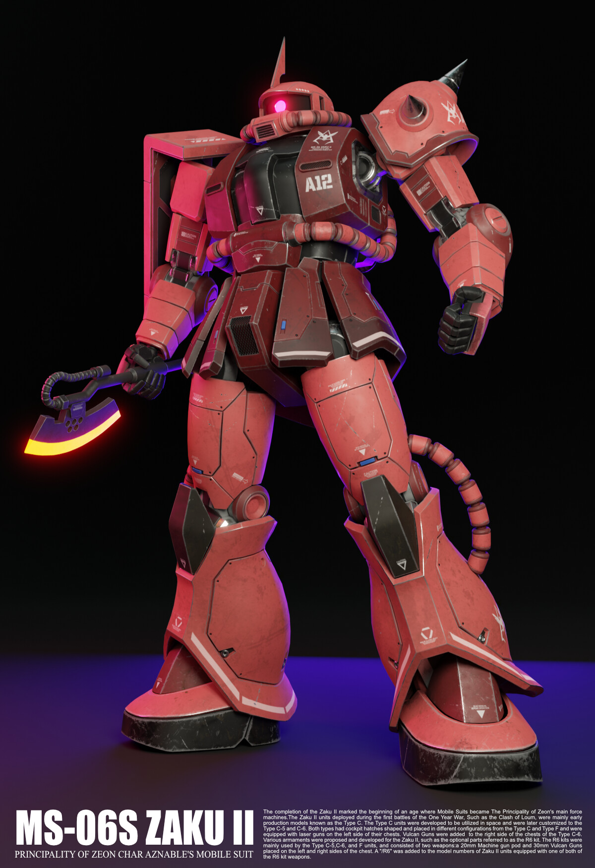 ArtStation - MS-06S ZAKU II (CHAR'S MOBILE SUIT)