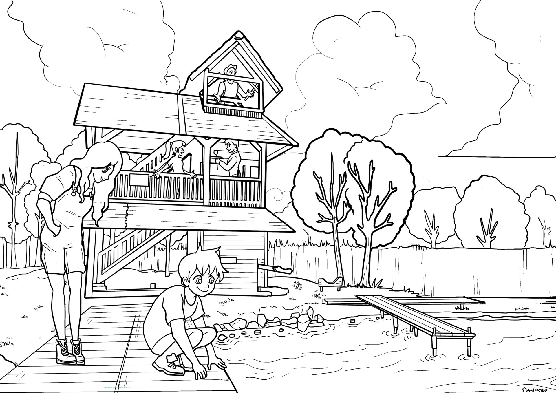 beach house coloring sheet