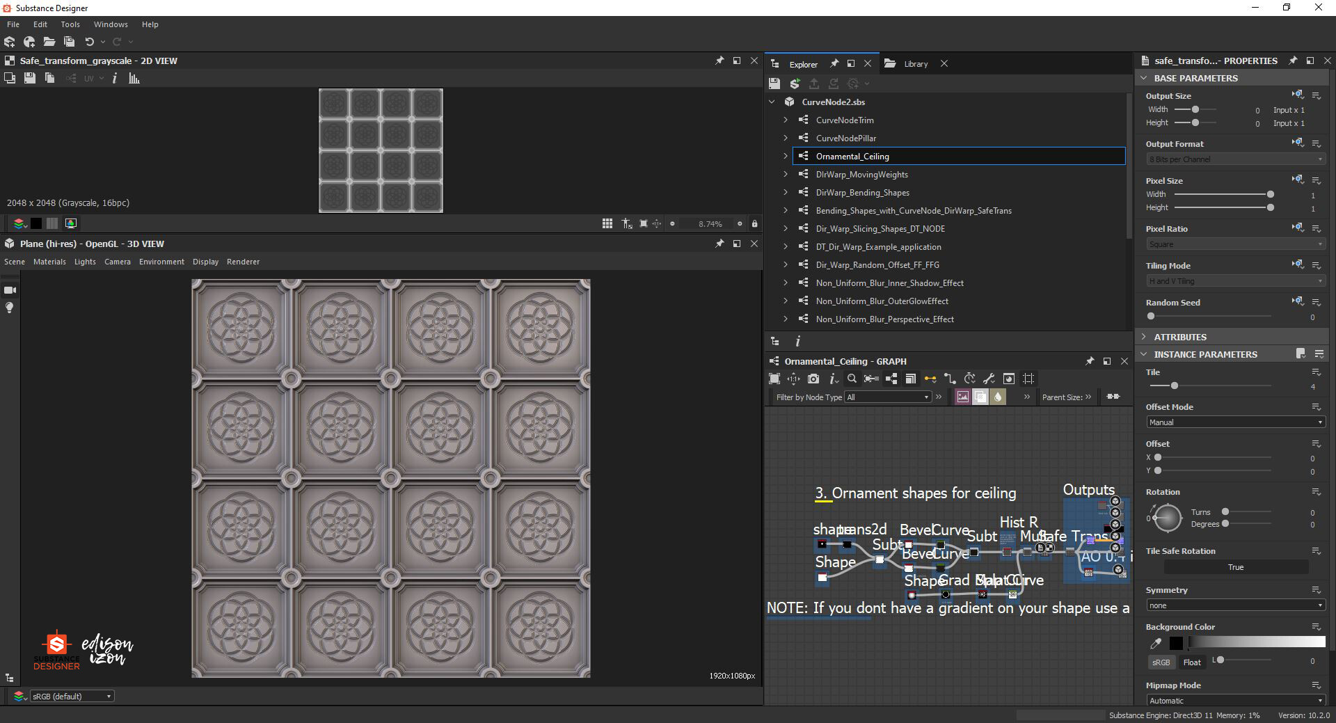 Edison - Substance Designer's Directional Warp Node, Curve Node, Non Uniform Blur Node