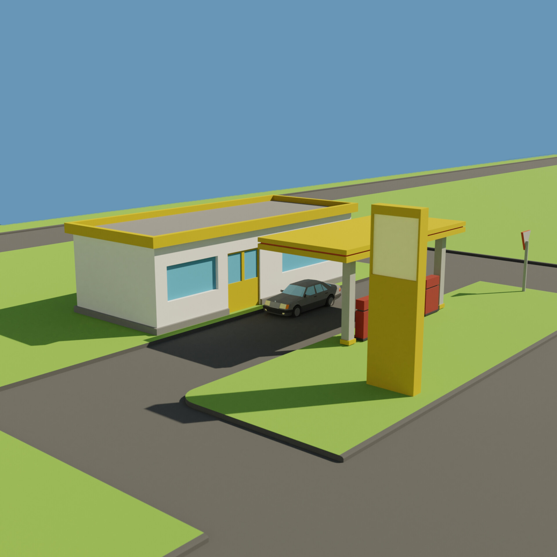 ArtStation - Fuel station (Low Poly)