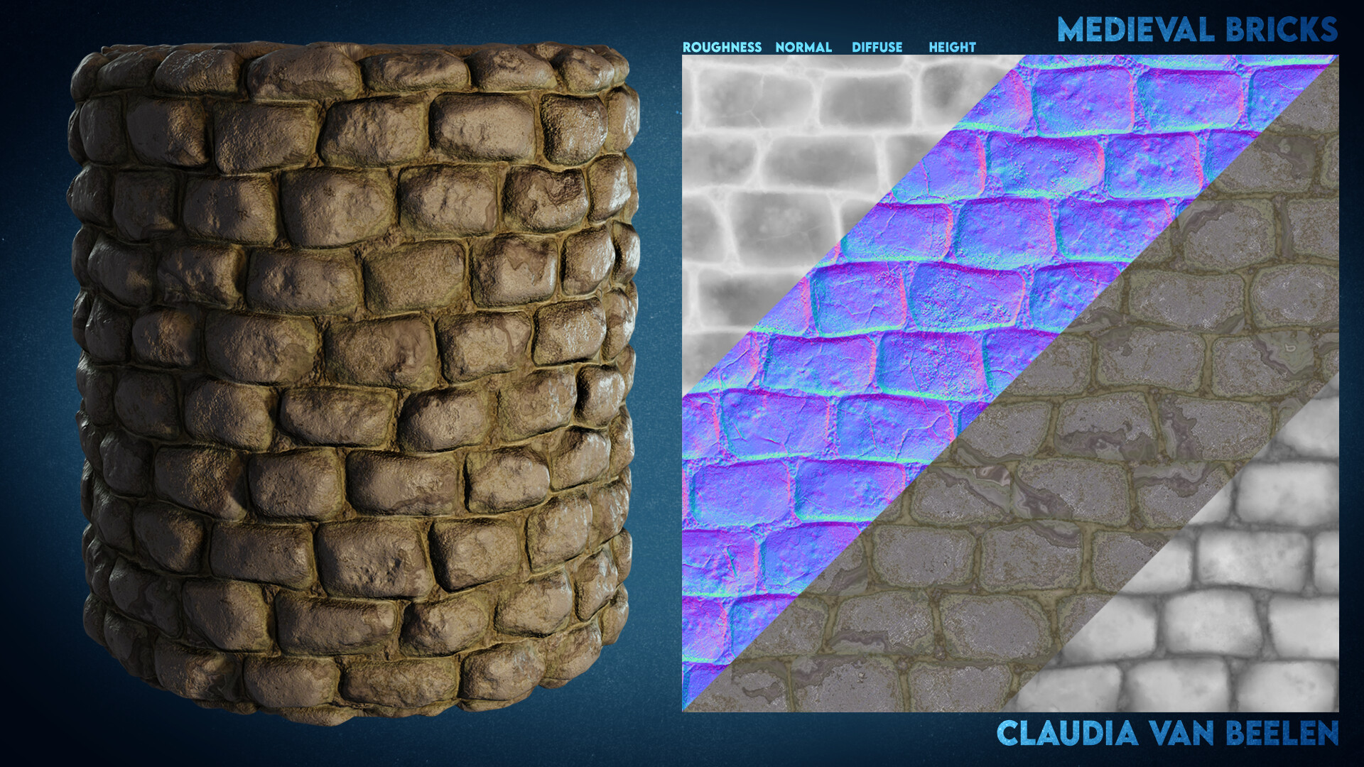 Claudia van Beelen - Medieval Brick Wall Material PBR