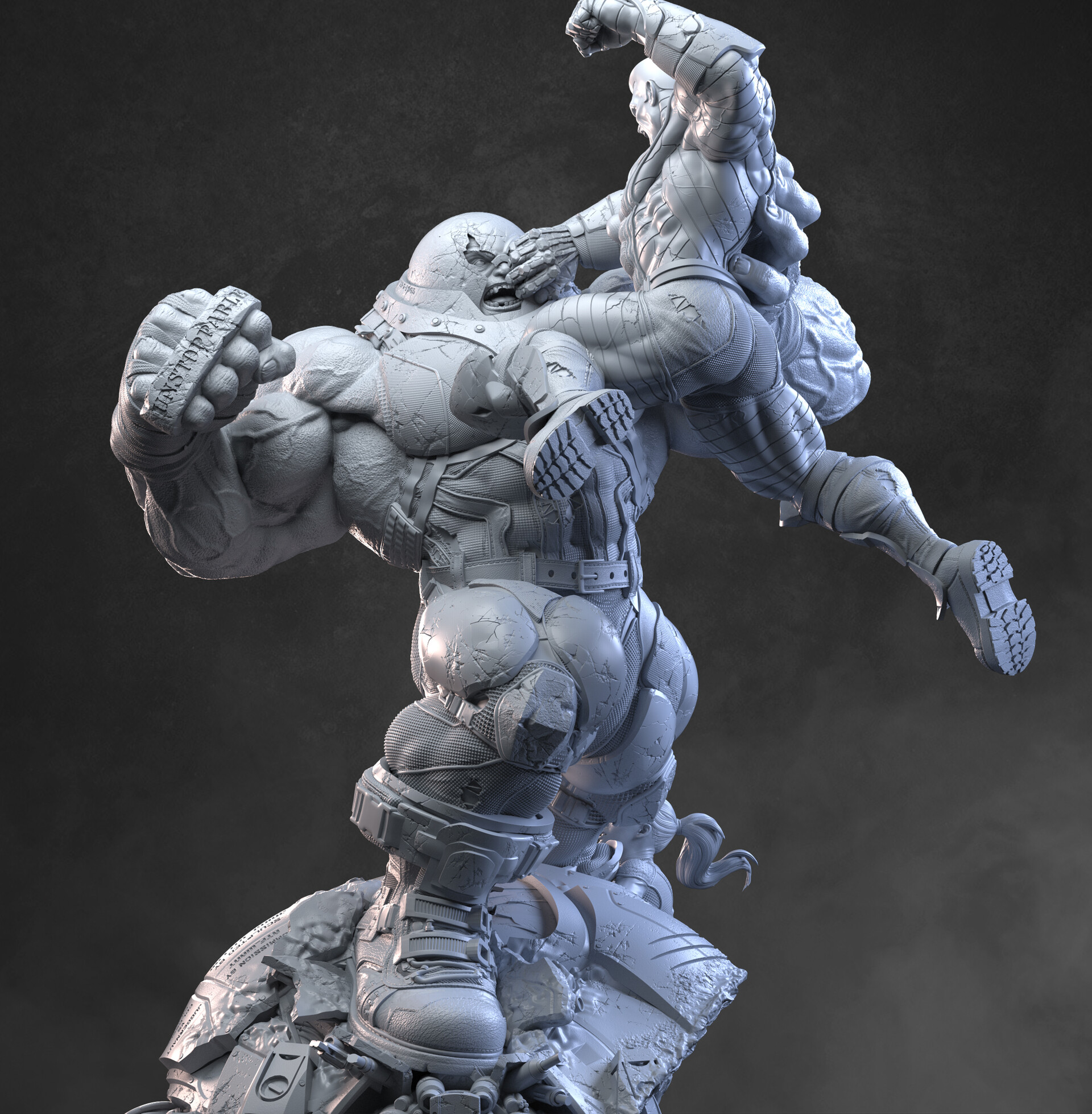 jorge villar - Juggernaut vs colossus - fan art (gray renders)
