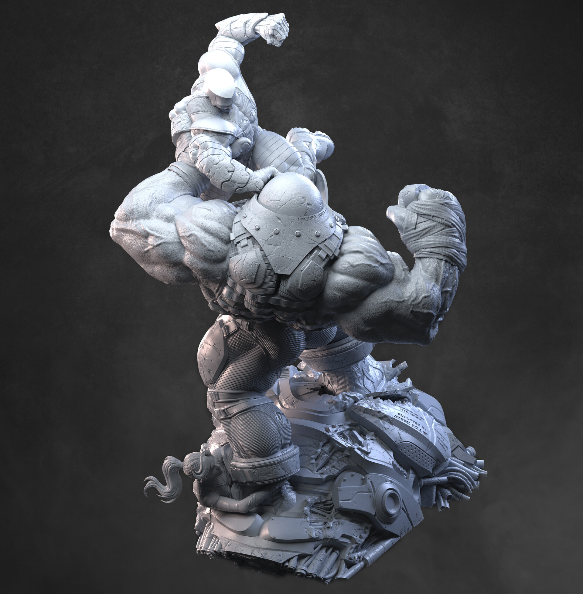 jorge villar - Juggernaut vs colossus - fan art (gray renders)