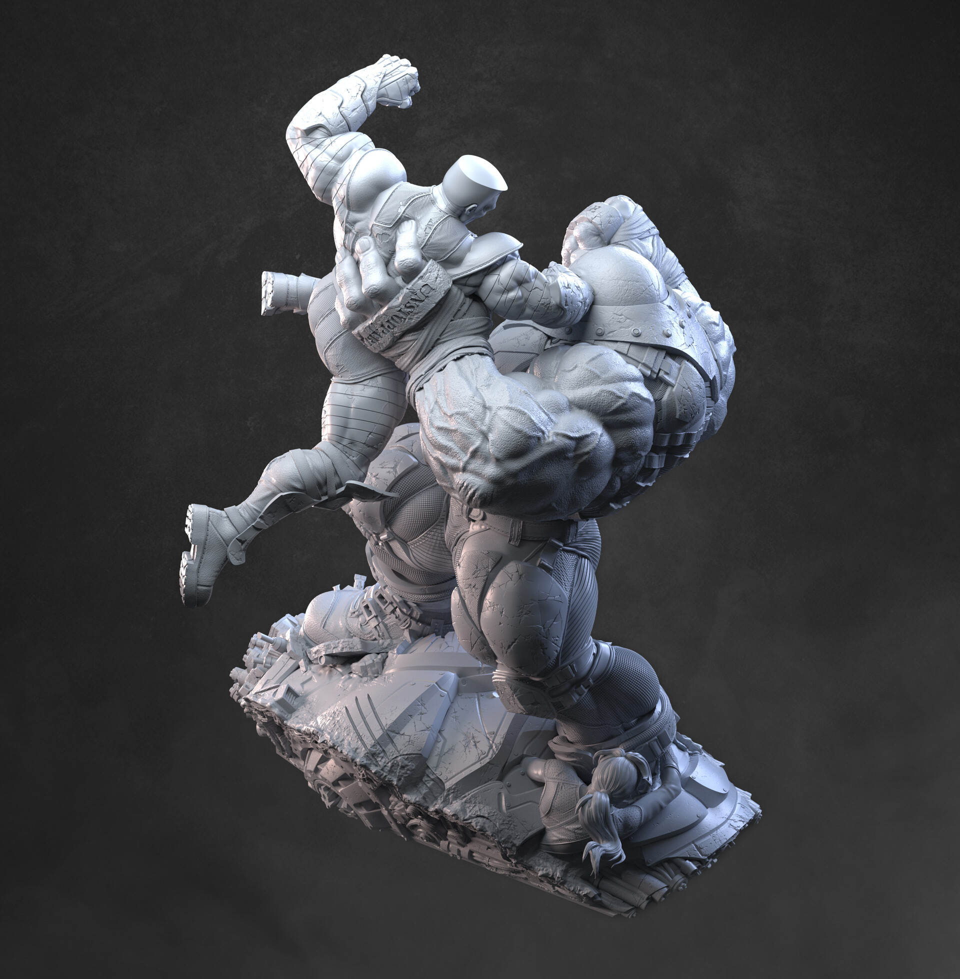 jorge villar - Juggernaut vs colossus - fan art (gray renders)