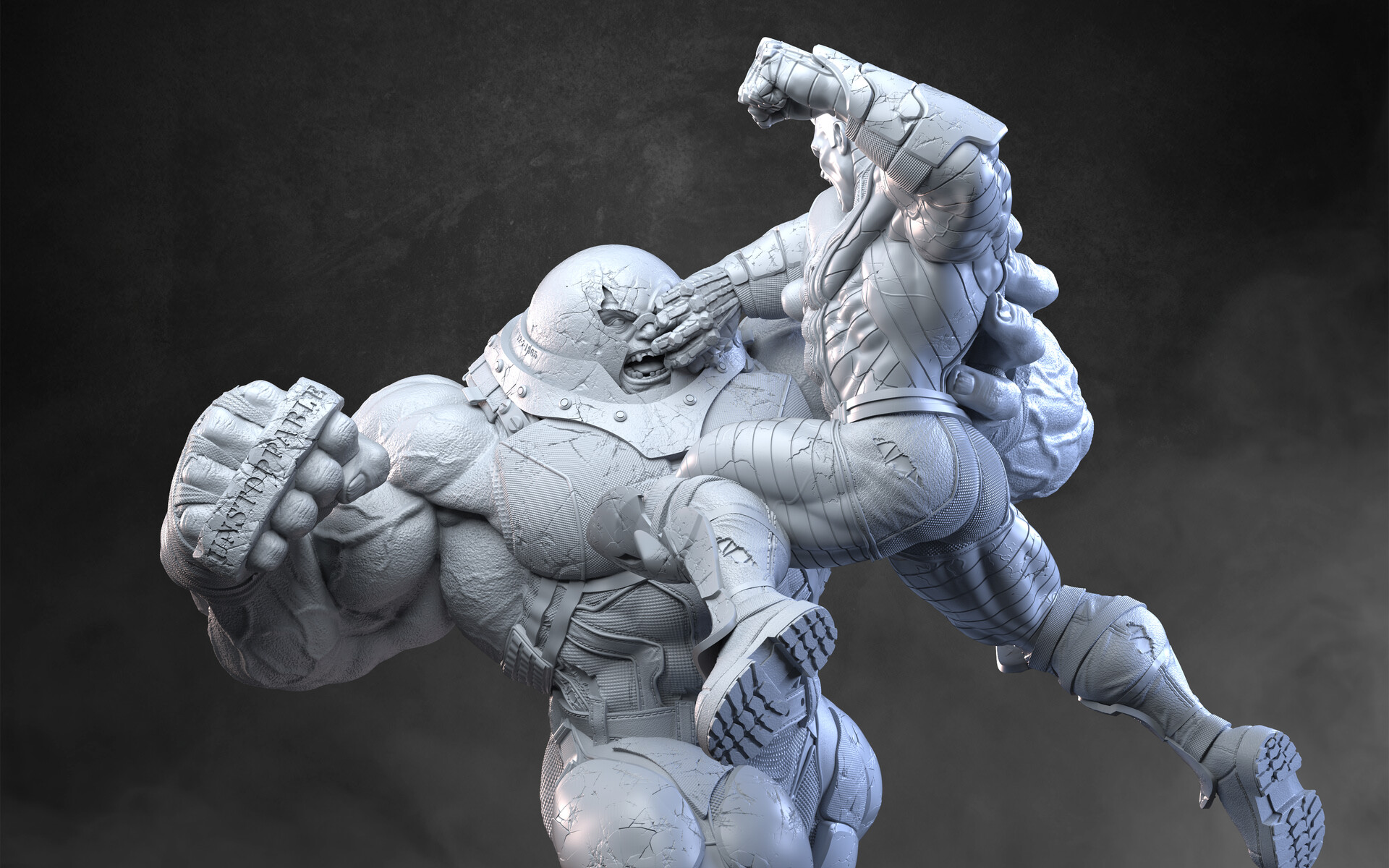 jorge villar - Juggernaut vs colossus - fan art (gray renders)