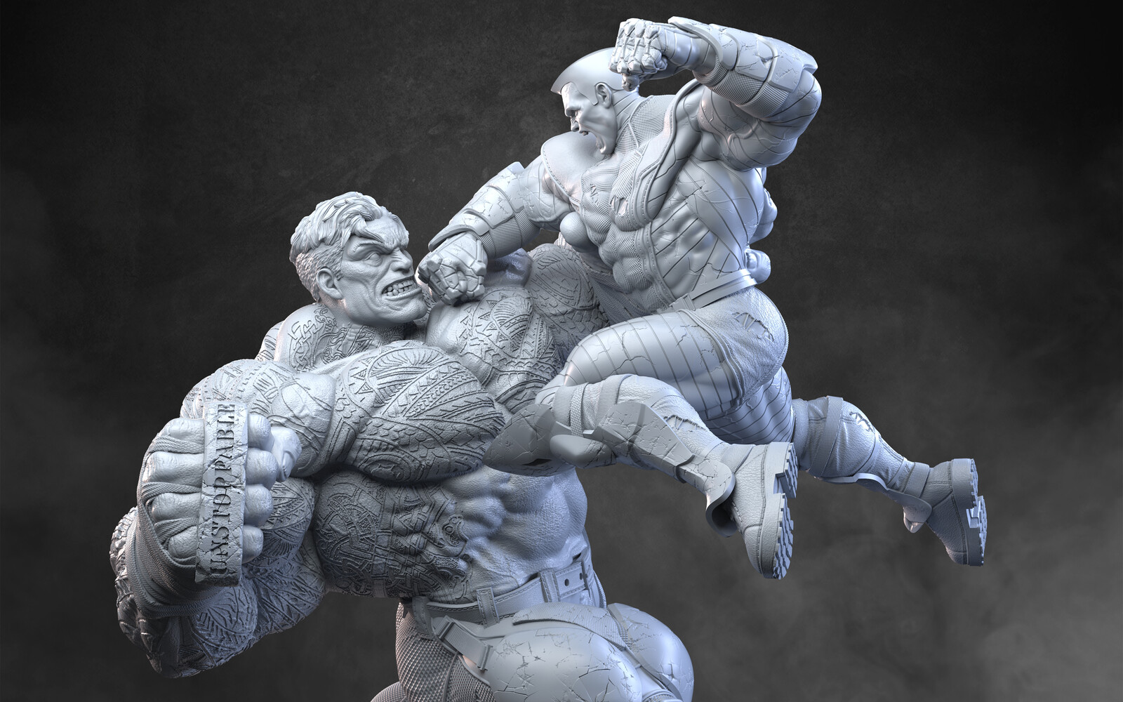 jorge villar - Juggernaut vs colossus - fan art (gray renders)