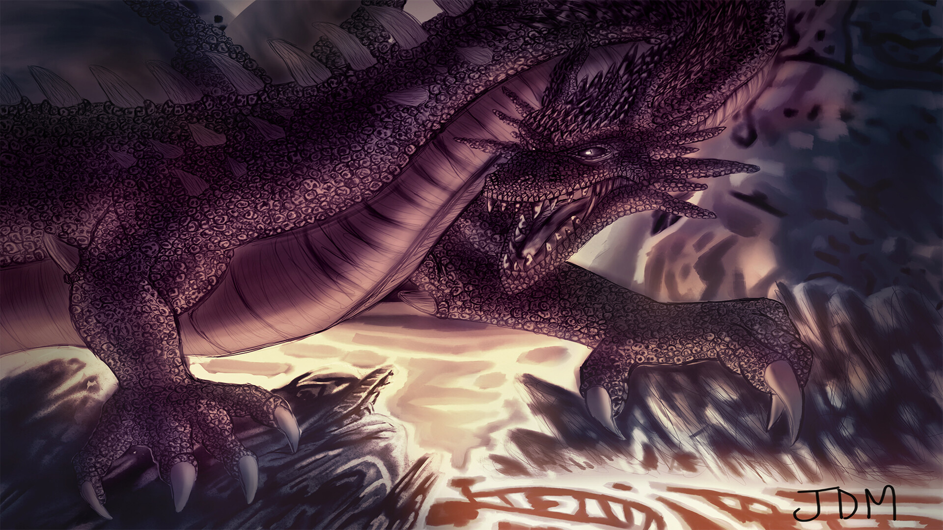 ArtStation - Dragon Around Lava