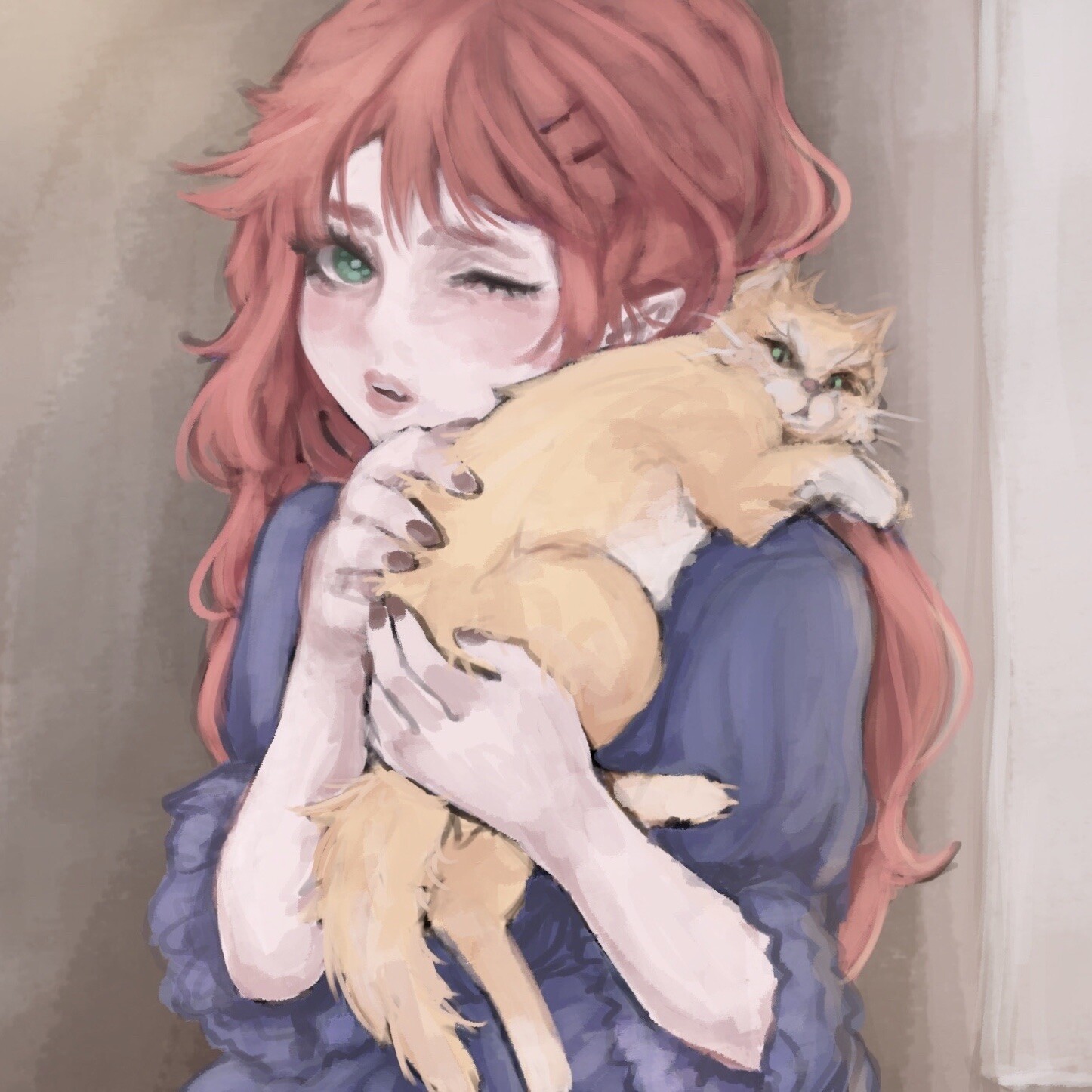 ArtStation - girl with a cat