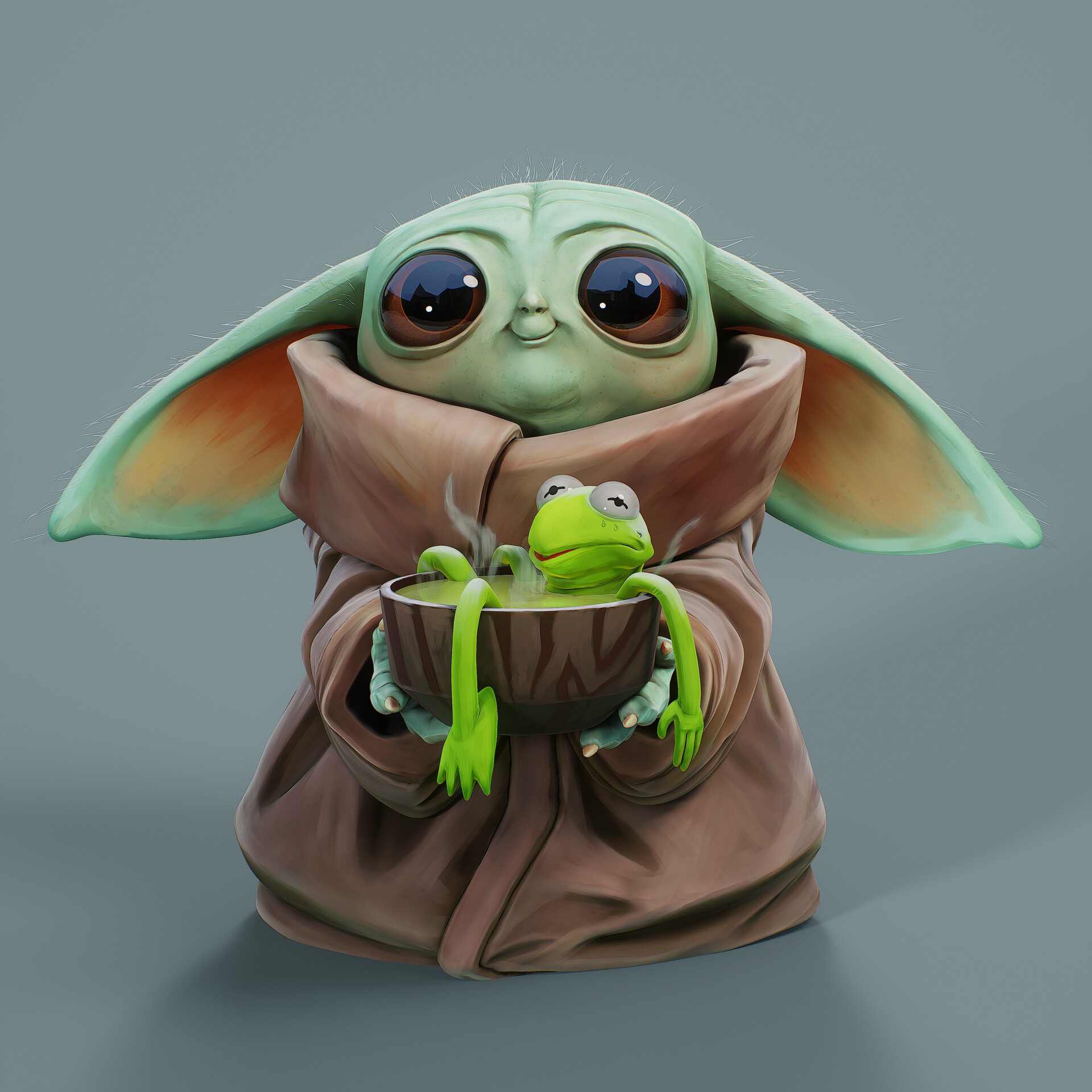 ArtStation - Baby Yoda feat. Kermit - (Real-time)