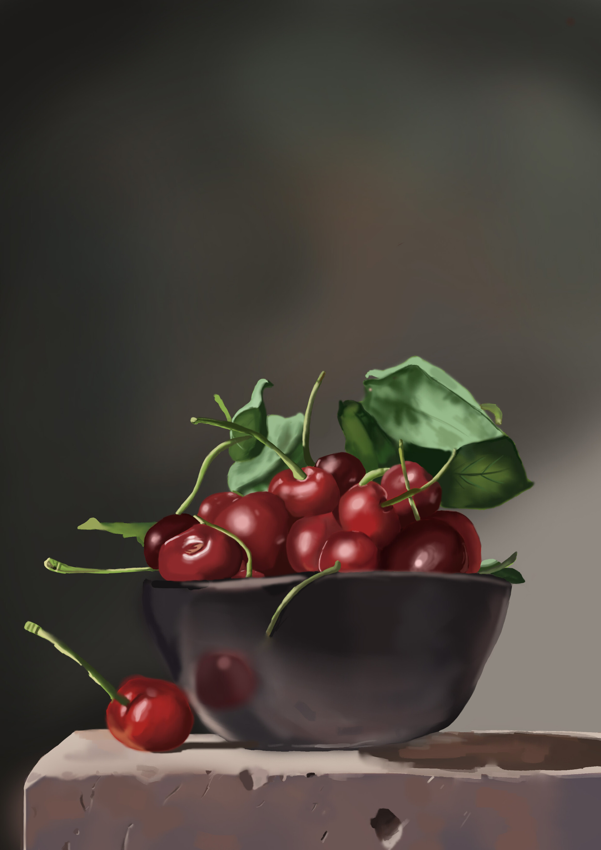 ArtStation - cherries in a bowl