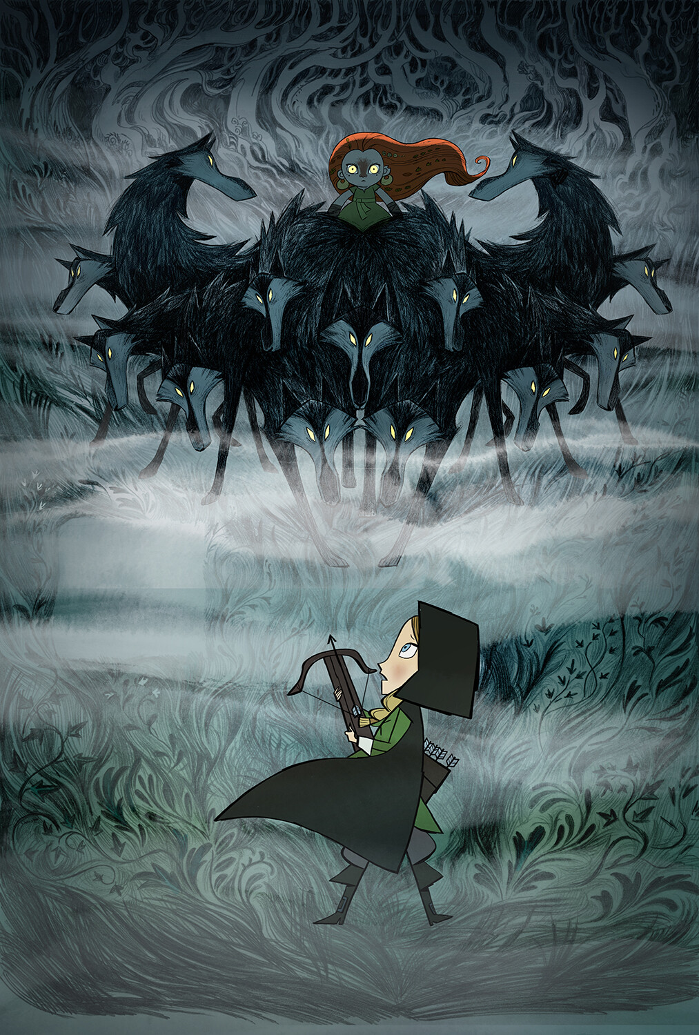 ArtStation - Wolfwalkers scene illustration (line and color)