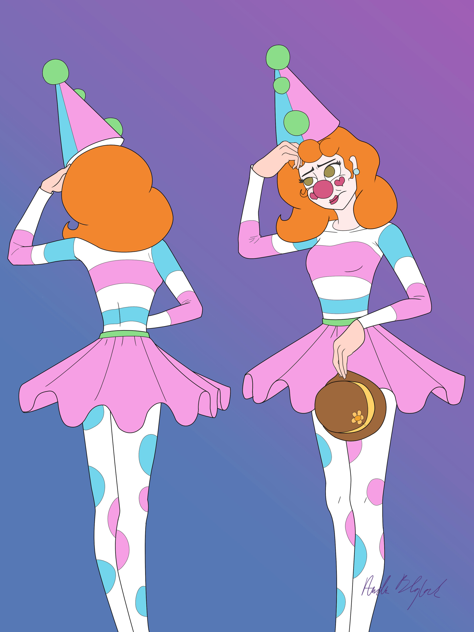 ArtStation - Carly Clown Reflection - Flat Colors