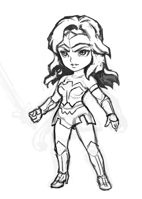 chibi wonder woman coloring pages