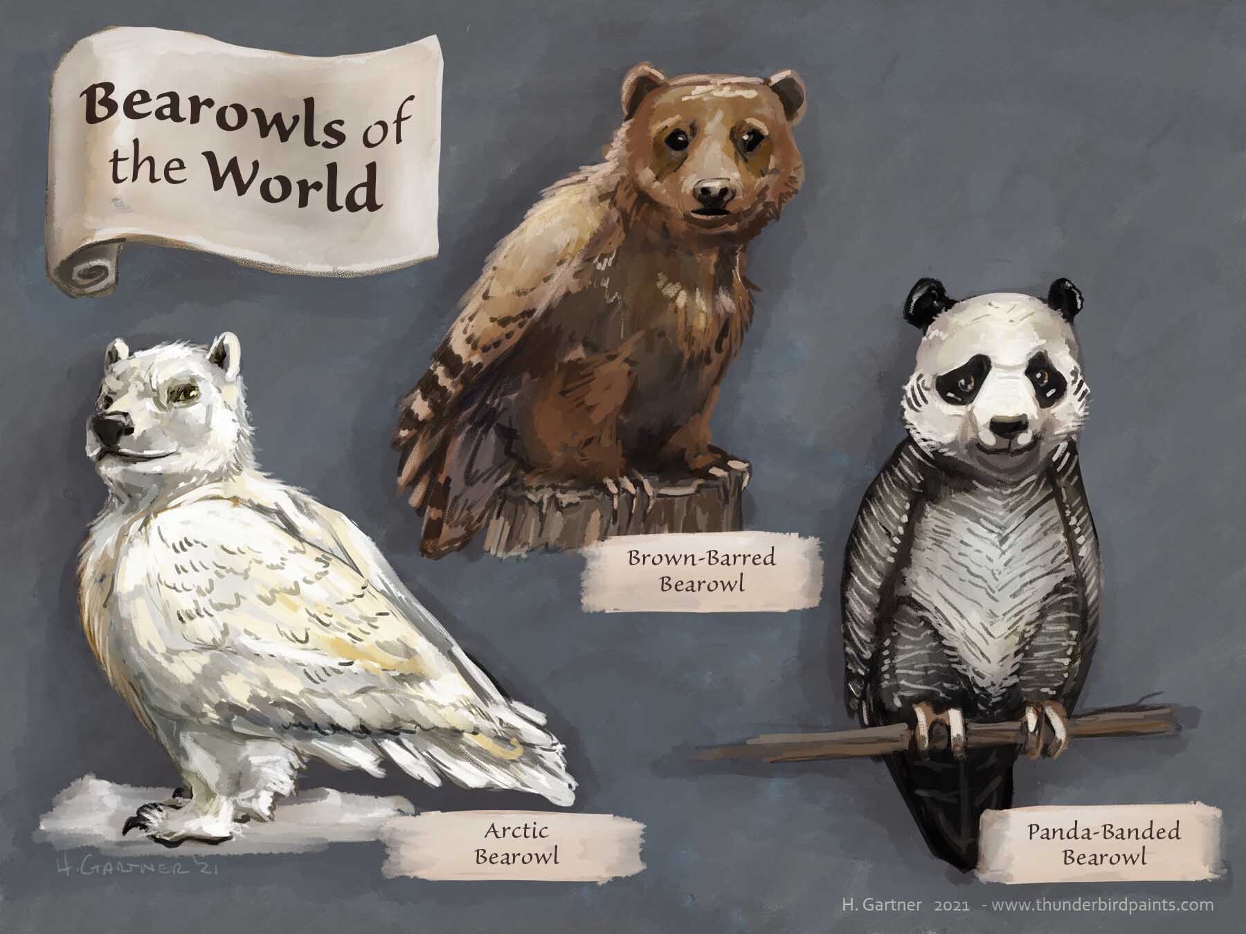 ArtStation - BearOwls (Owlbear alternatives)