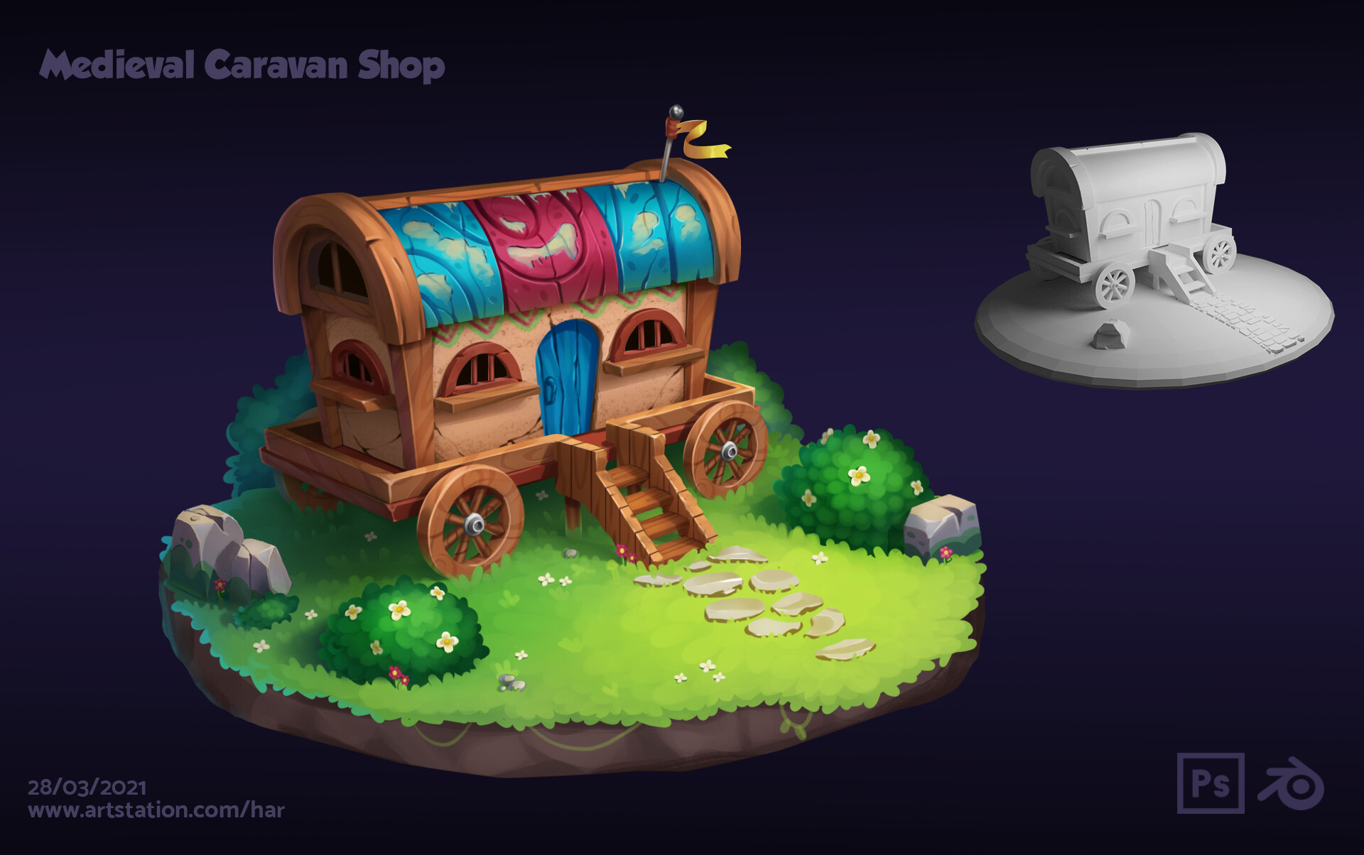 ArtStation - Medieval Caravan shop