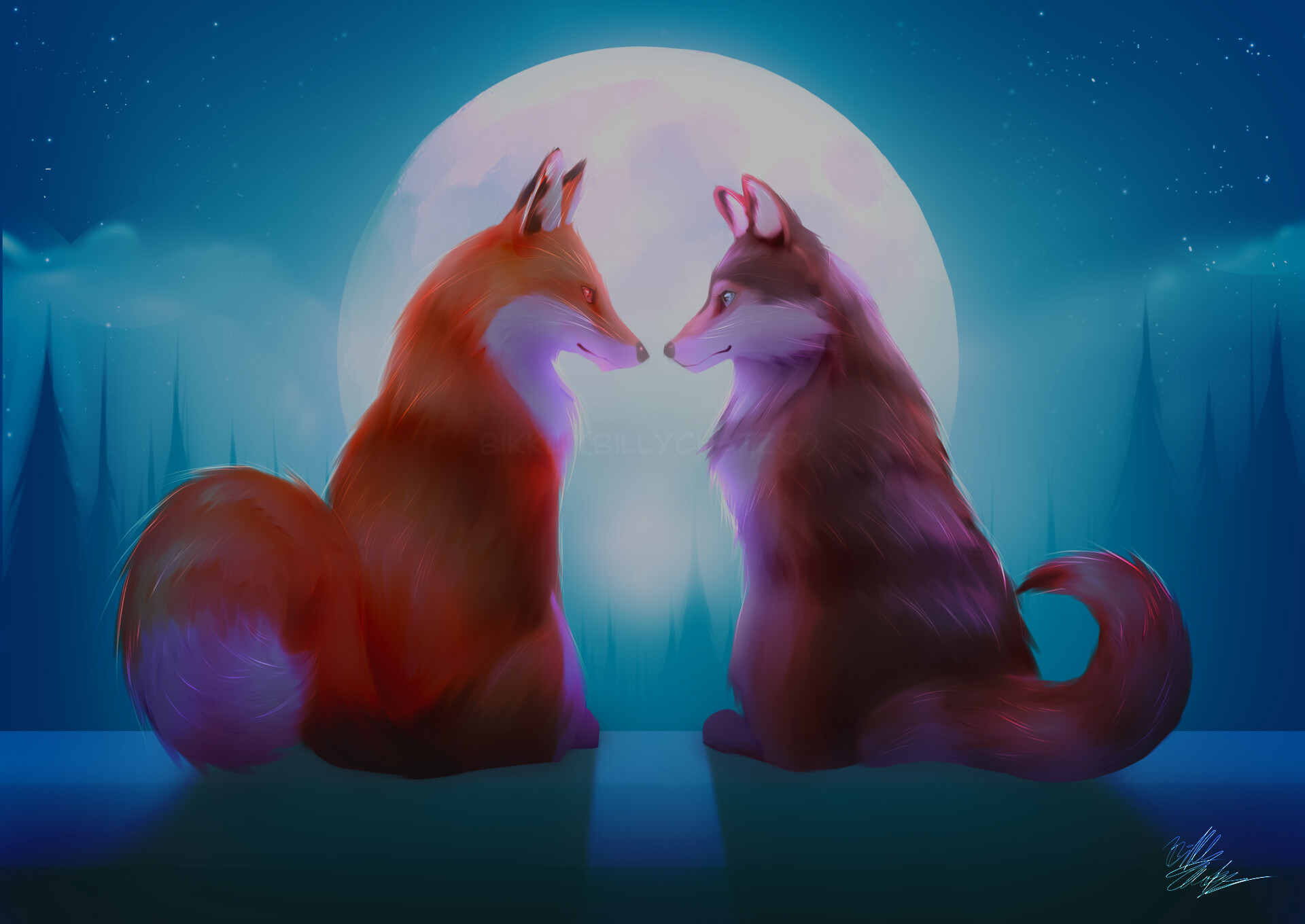 ArtStation - COMMISSION - Fox and Wolf