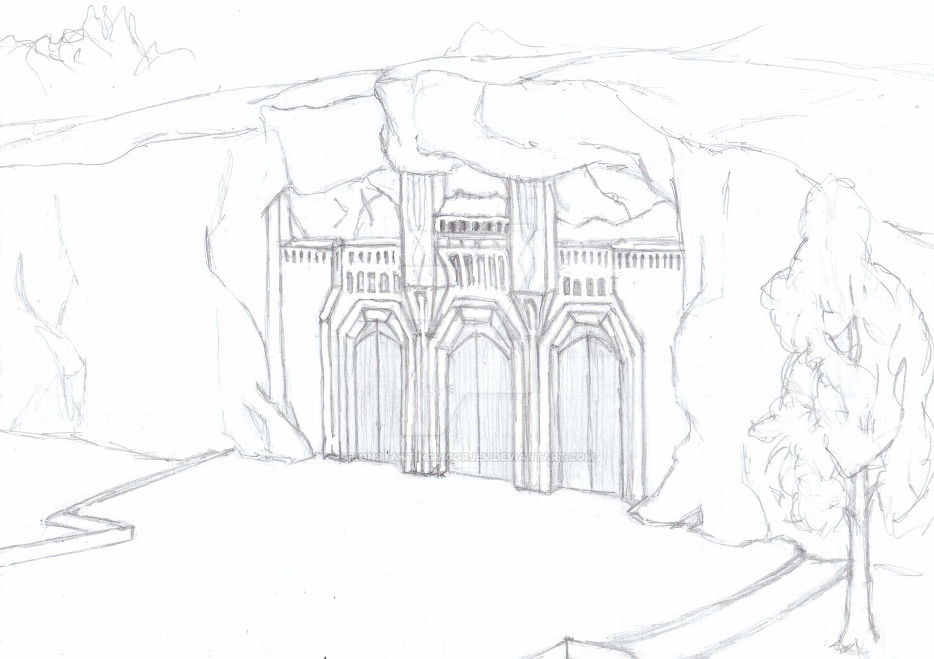ArtStation - gates of Nargothrond. sketch