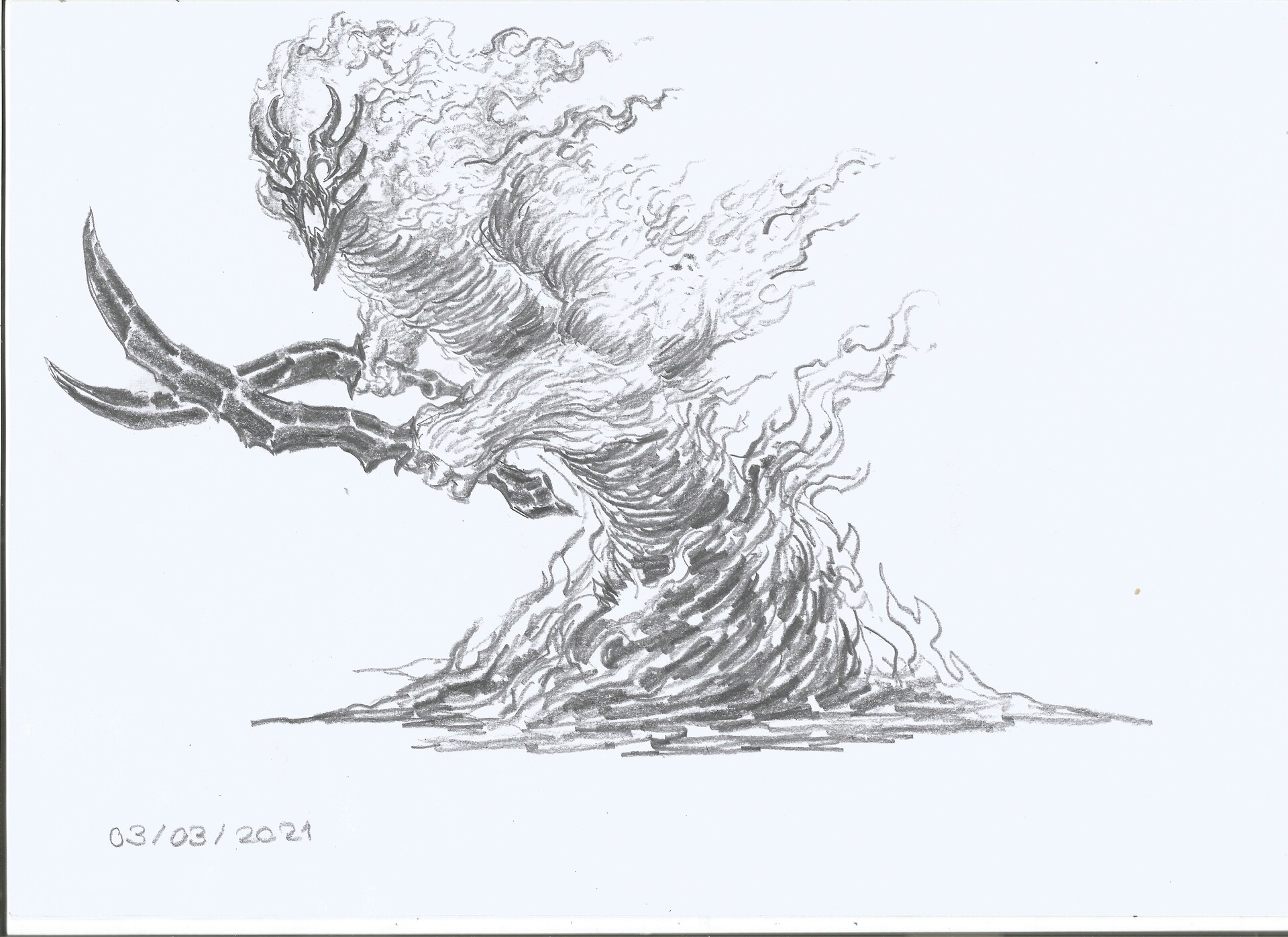 how to draw the fire elemental