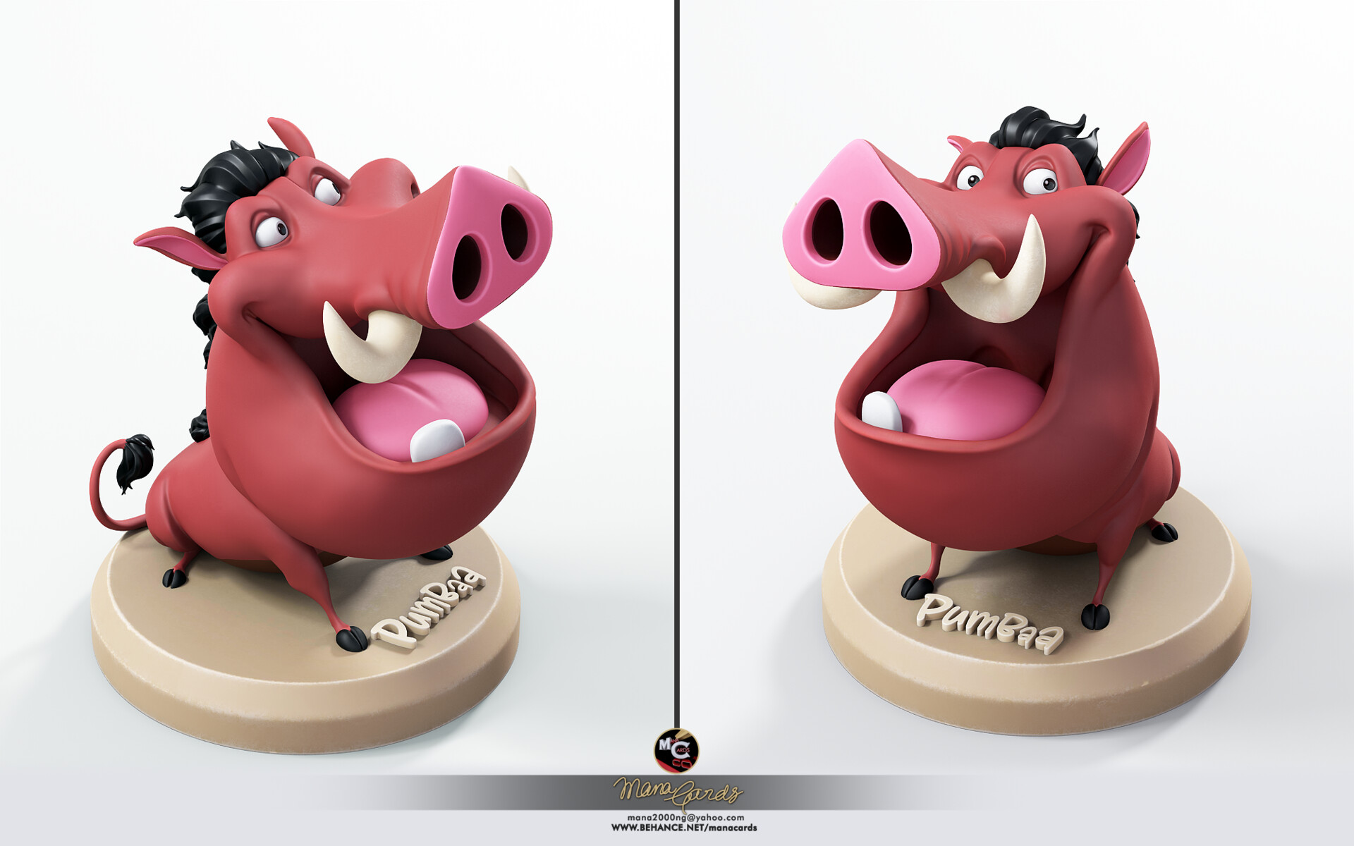 Maxwell Udoji - 3d fan art viz of Pumbaa sculpt (Lion King original)