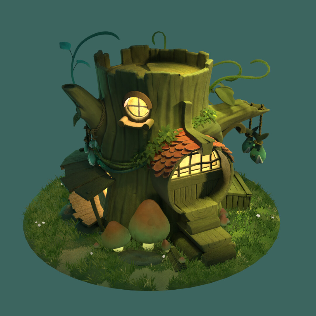 ArtStation - Tree Stump House
